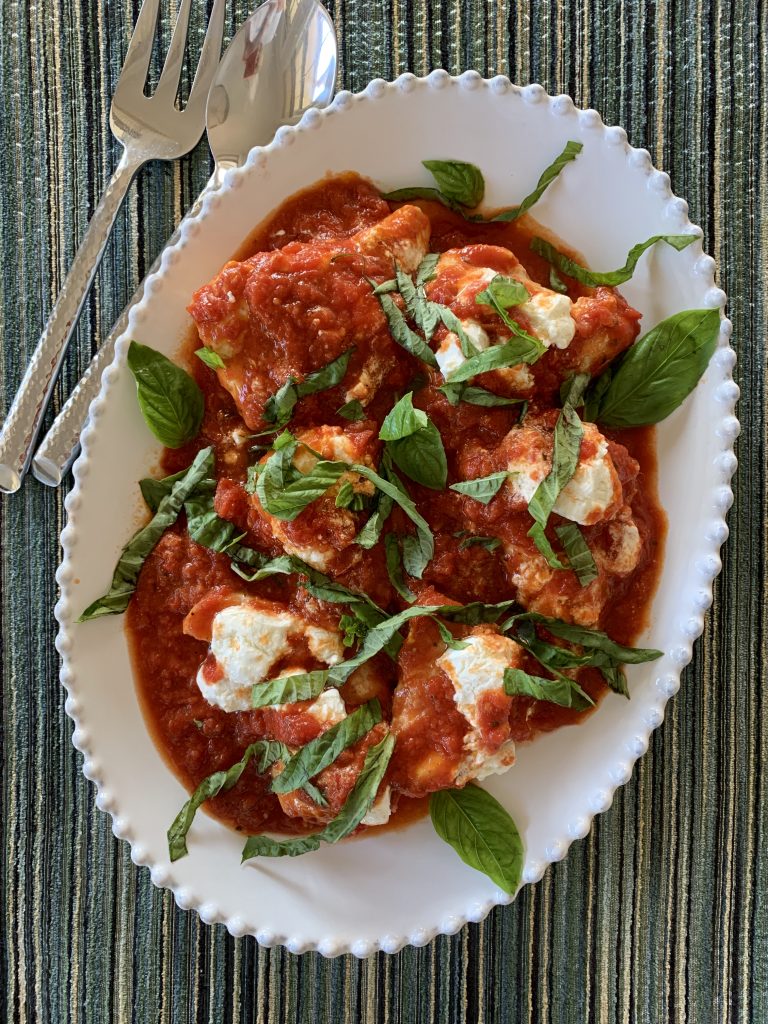 Skillet Chicken with Goat Cheese Sauce